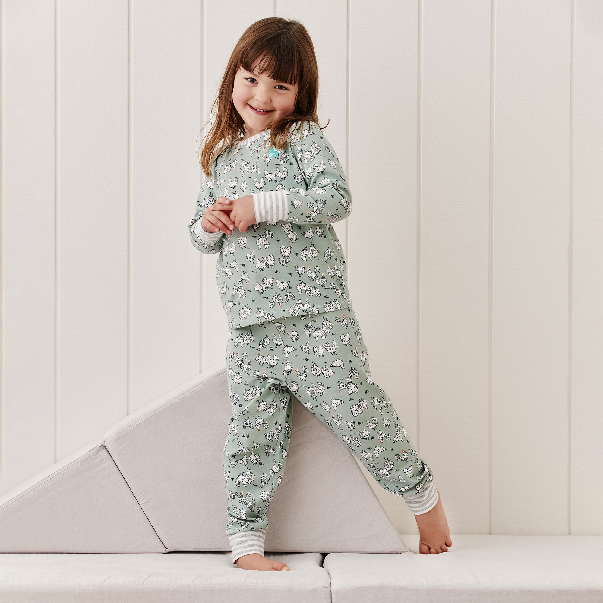 Kids Long Sleeve Pyjama Set - Olive Chicken Run | Love to Dream™ NZ ...